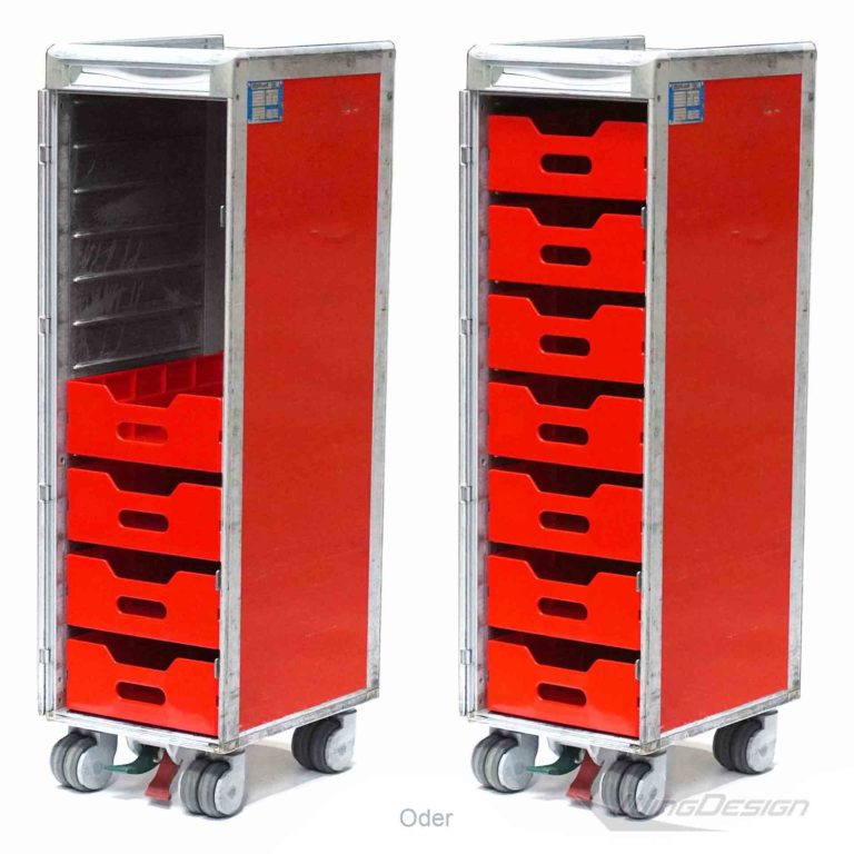 airberlin Flugzeugtrolley mit roten Kunststoffeinschüben - wingdesign.com