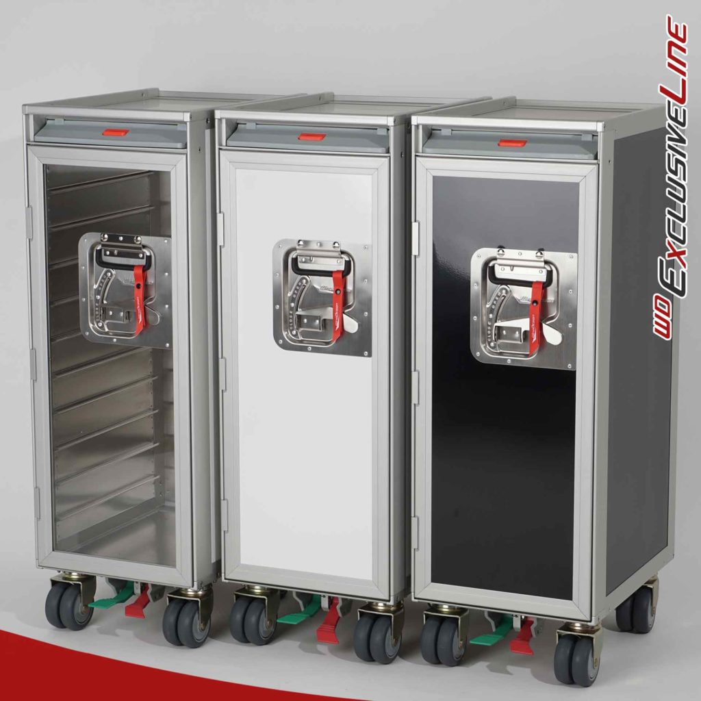 Mini-Bar Flugzeugtrolley neu weiß 86 cm Küchenhöhe mit Glastür